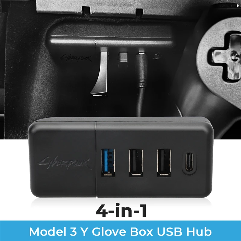 Glove Box USB Hub Ports For Tesla Model 3 Y 2021 2022 Docking Station 4 ...