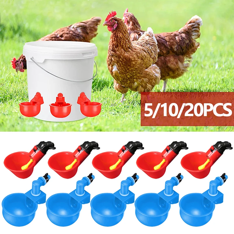 5/10/20PCS Automatic Poultry Waterers Chicken Drinking Cups Farm Water ...