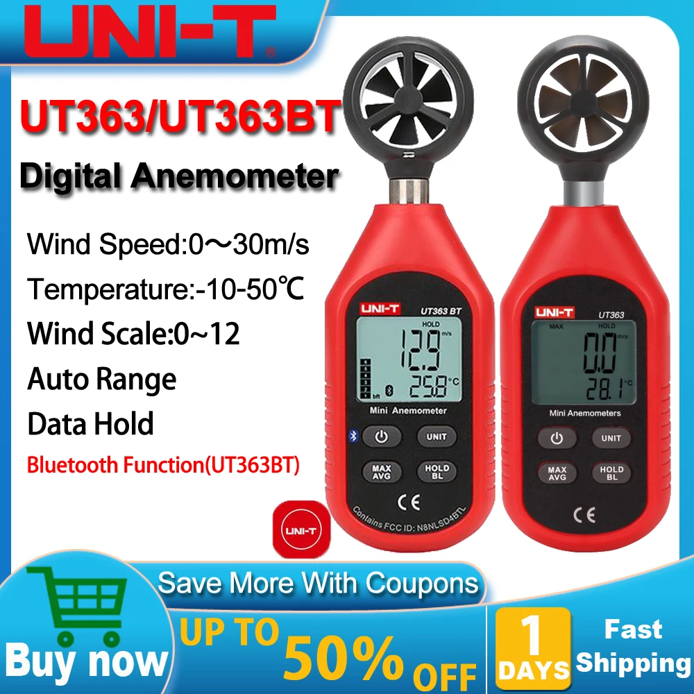 UNI-T-UT363-Handheld-Anemometer-Digital-UT363BT-Wind-Speed-Measurement ...