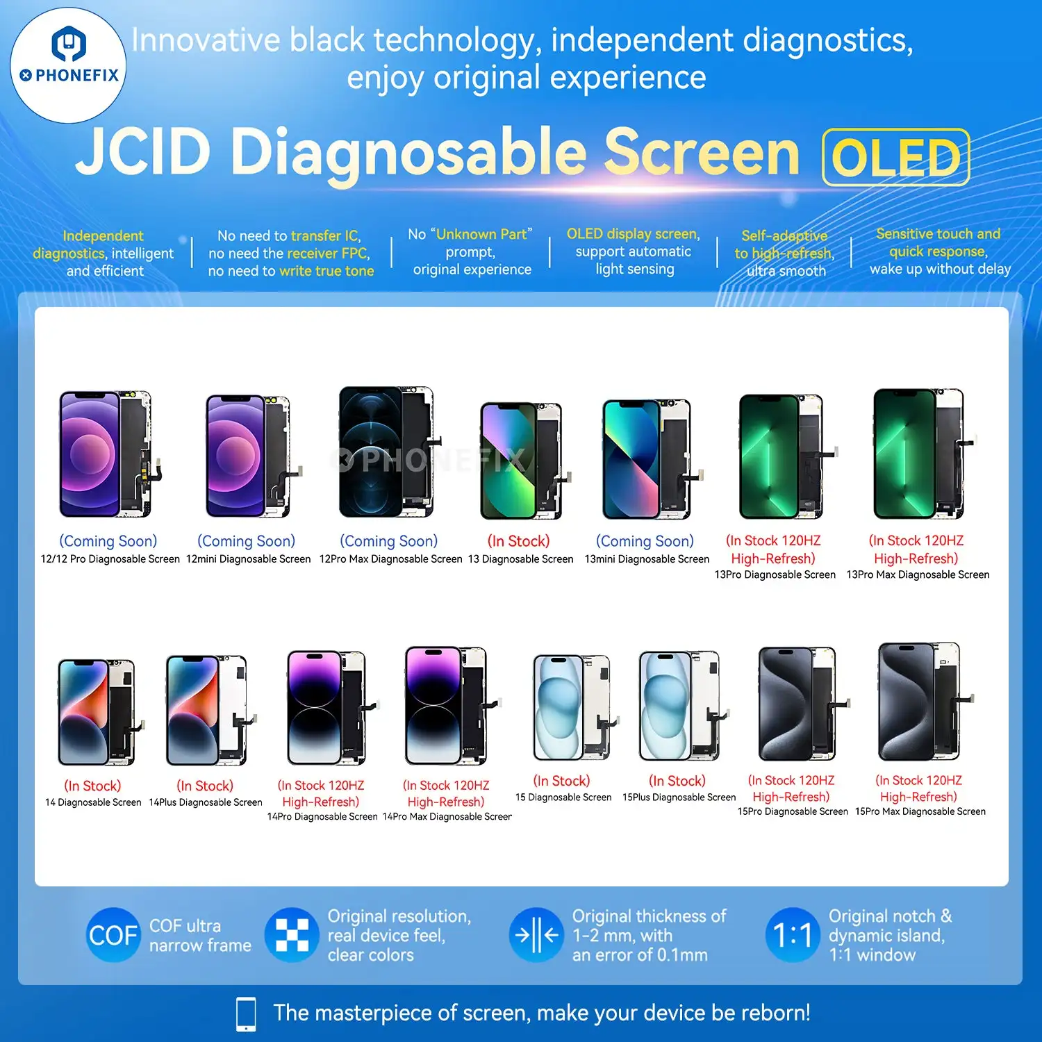 JCID OLED-экран в сборе для iPhone 12, 13, 14, 15 Pro Max, дигитайзер сенсорного дисплея в сборе ...