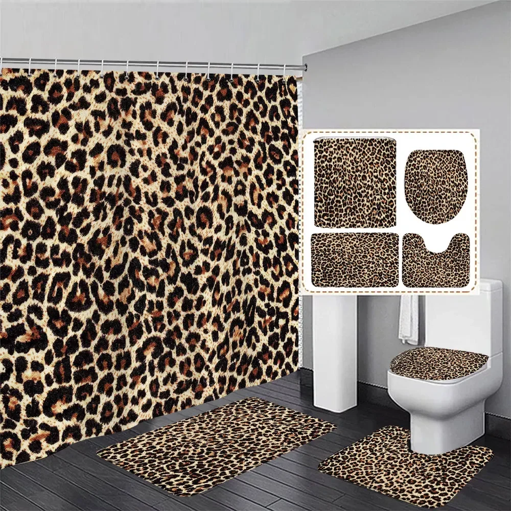 Leopard-Bow-Ribbon-Shower-Curtain-and-Rug-Set-Popular-Gifts-Cheetah ...