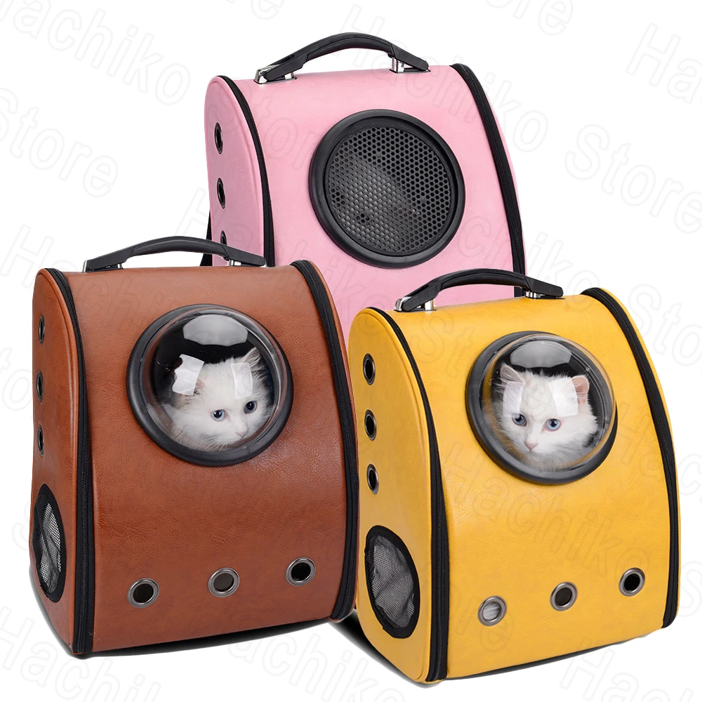 Leather-Cat-Carrier-Bag-Backpack-For-Small-Dogs-Cat-Transparent ...