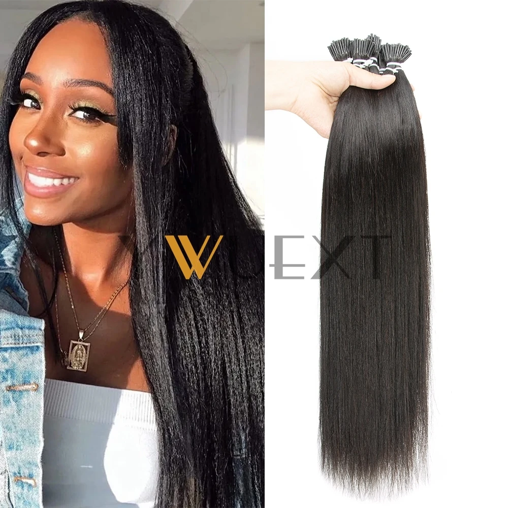 Yaki Straight I Tip Microlink Hair Extensions Human Hair For Black ...