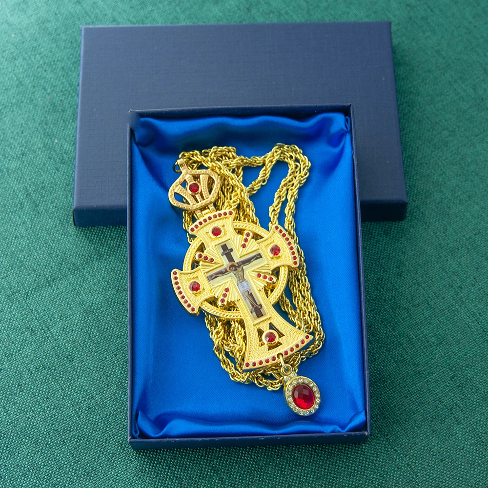 HT-Medium-Size-Christian-Church-Cross-Necklace-Gold-Antique-Gold-Plated ...