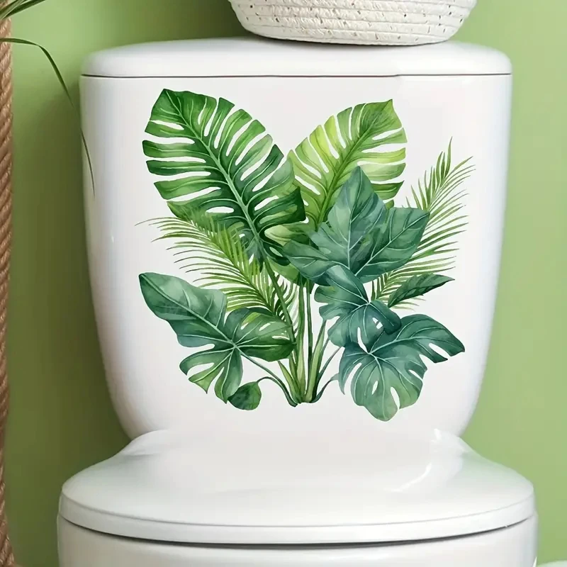 1pc-Removable-Self-Adhesive-Green-Leaf-Toilet-Sticker-Waterproof ...
