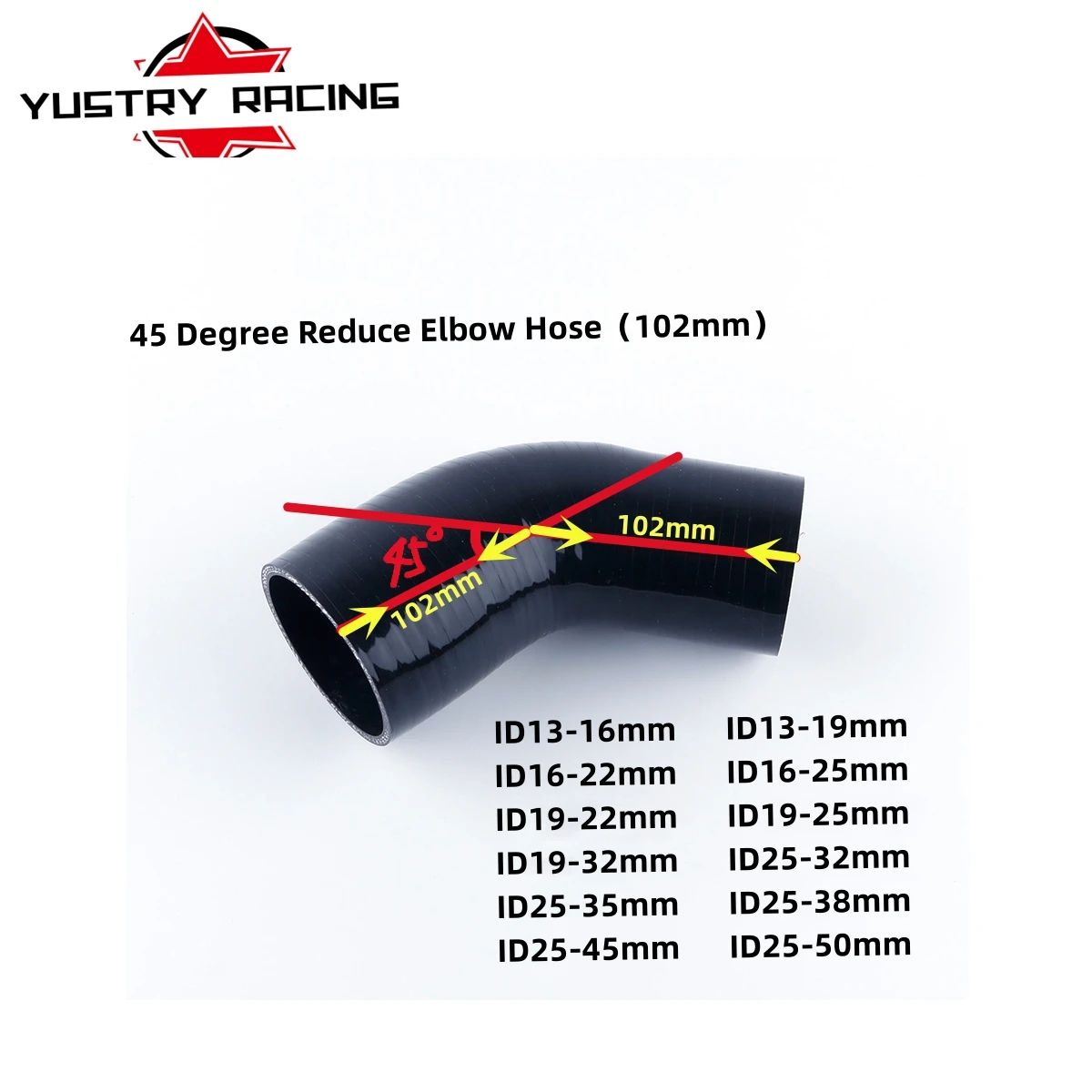 Black-3-PLY-Lenght-102mm-45-Degree-Elbow-Silicone-Hose-Intercooler ...