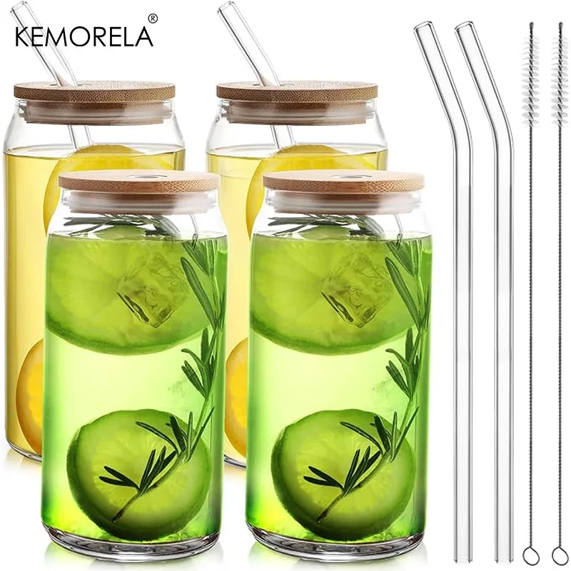 1-2-4PC-540ML-Drinking-Glasses-Can-Shaped-Glass-Cups-with-Bamboo-Lids ...