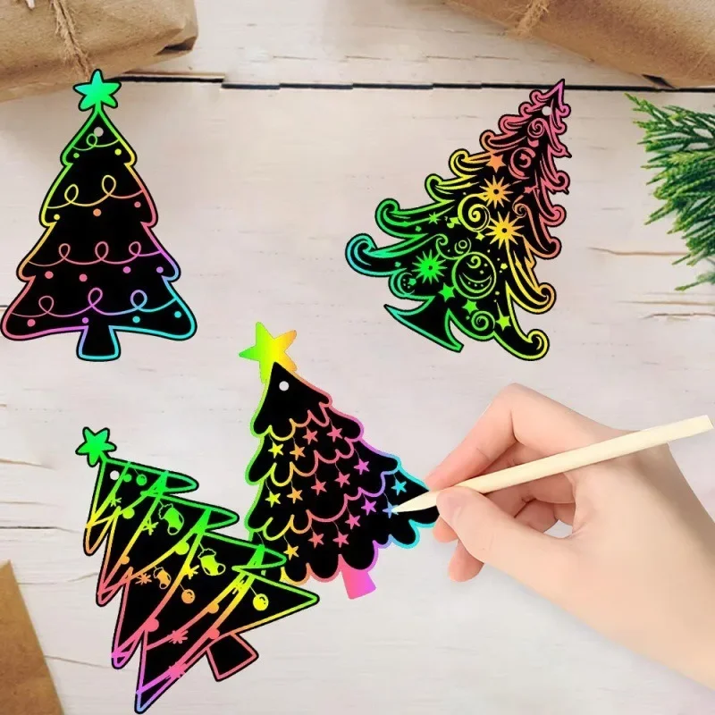 Christmas-Scratch-Painting-DIY-Cartoon-Santa-Claus-Snowflake-Scratch ...