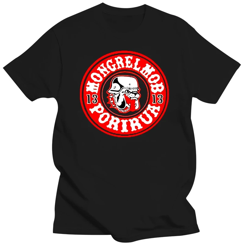 Mongrel Mob Logo Printed Graphic Men Casual Short Sleeves Tops Black ...