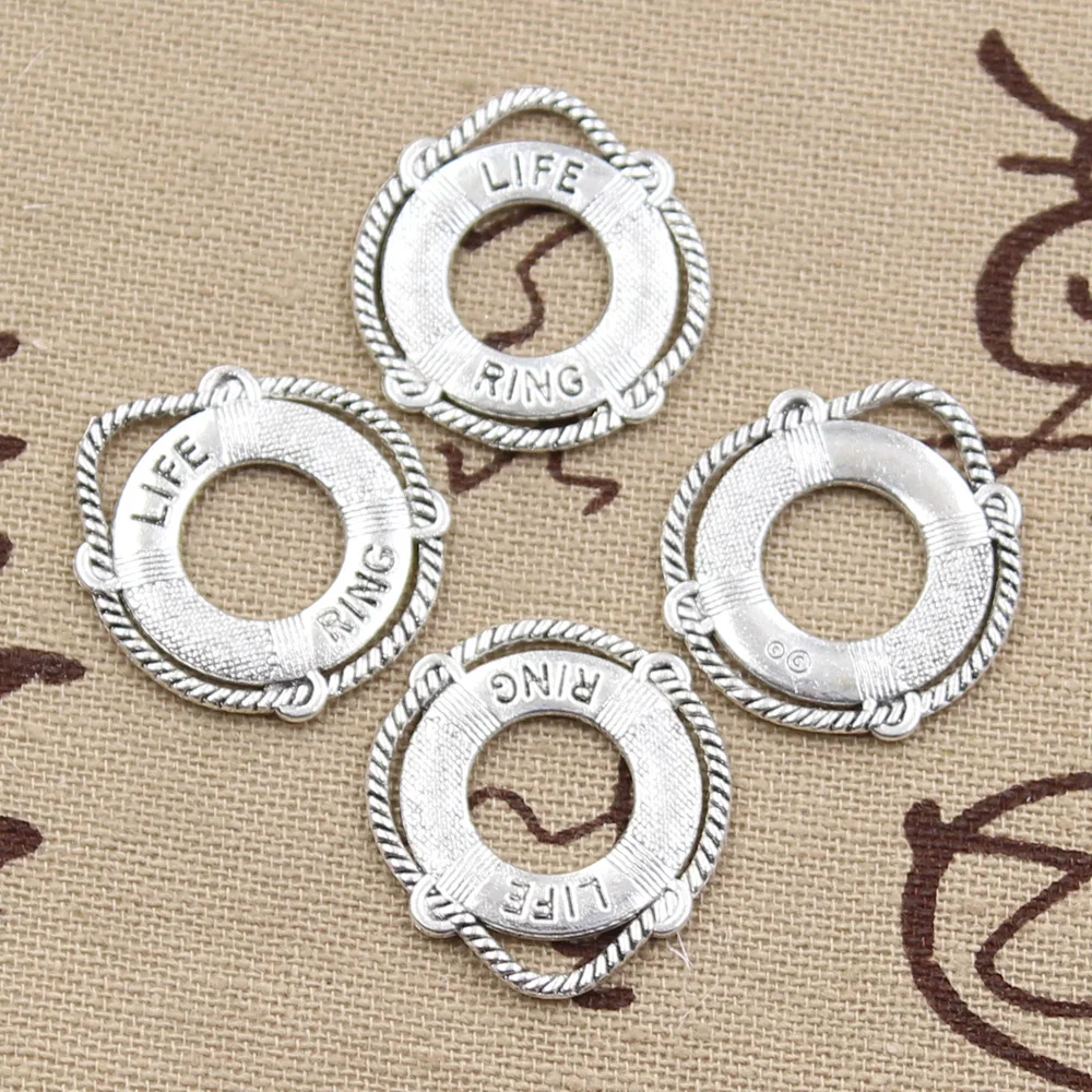 10pcs Charms Life Ring Lifebuoy 23x22mm Antique Making Pendant fit ...