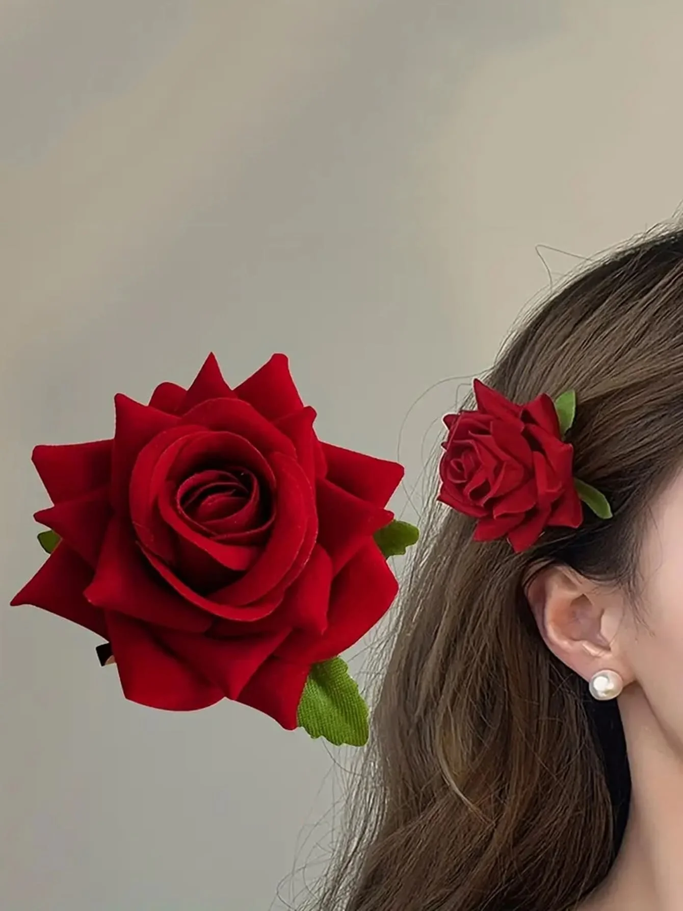 Large-Rose-Hair-Clip-Simulation-Flower-Duckbill-Clip-Hair-Clip-For ...