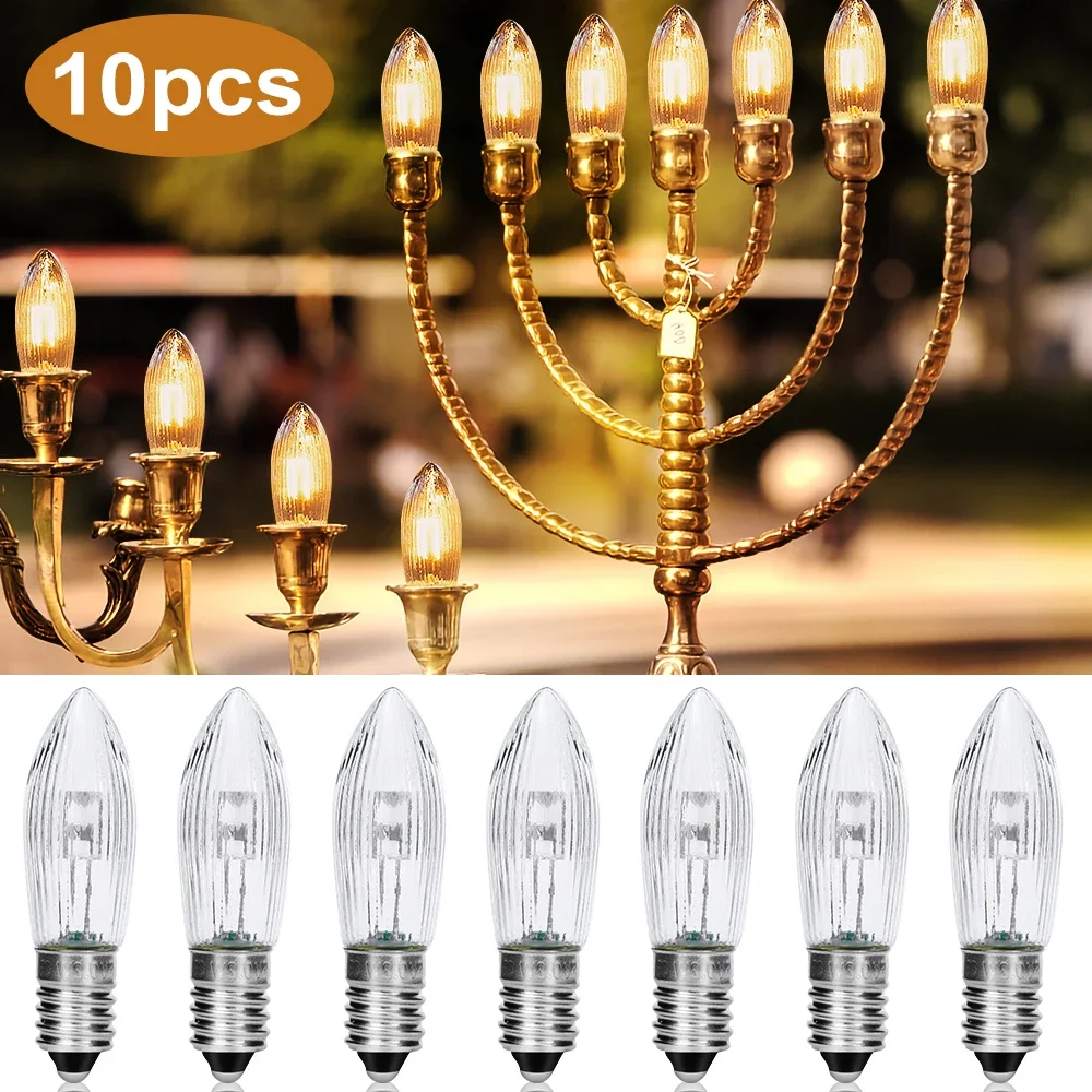 10pcs-E10-Bulbs-LED-Replacement-Bulbs-Top-Candle-Fairy-Christmas-Lights ...