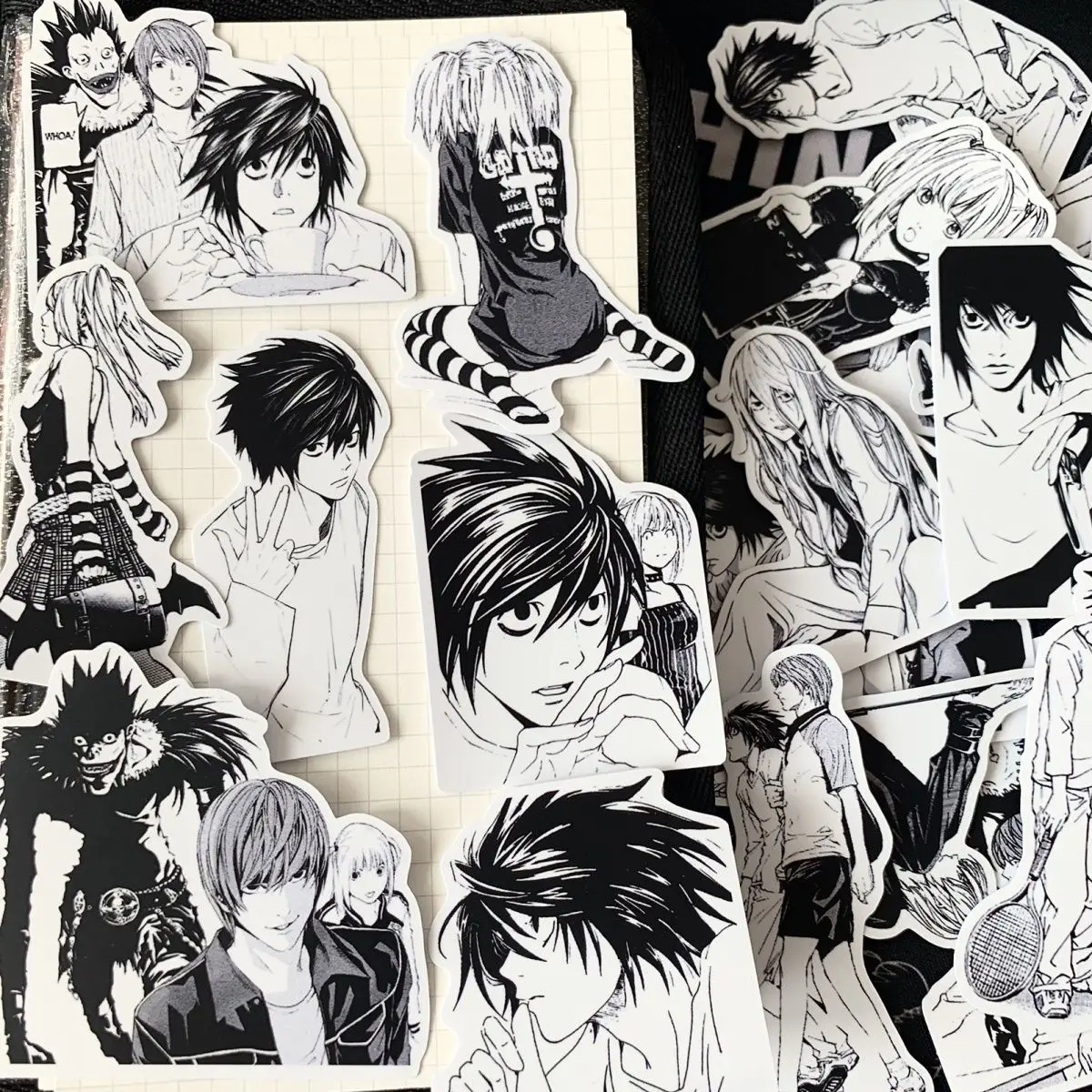 Manga Stickers Black White | Japanese Death Note Stickers | Stickers ...