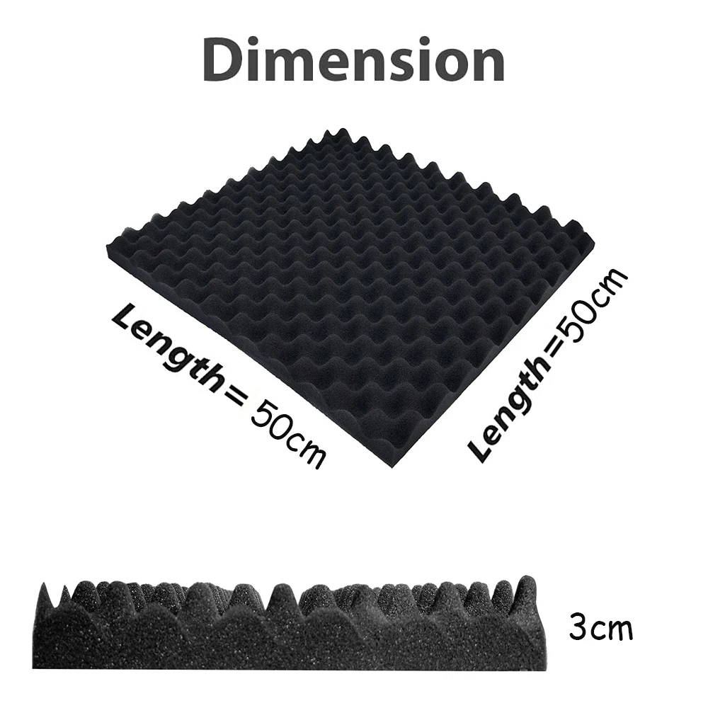 Egg Crate - 50x50x3cm - Noir - Panneau Acoustique 50x50x3cm, 1 Pièce ...
