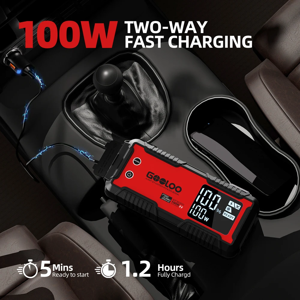 Gooloo 3000a Auto Starthilfe 16000mah Power Bank tragbares Ladegerat Booster 12V Auto Start gerat Notfall Batterie Starter AliExpress