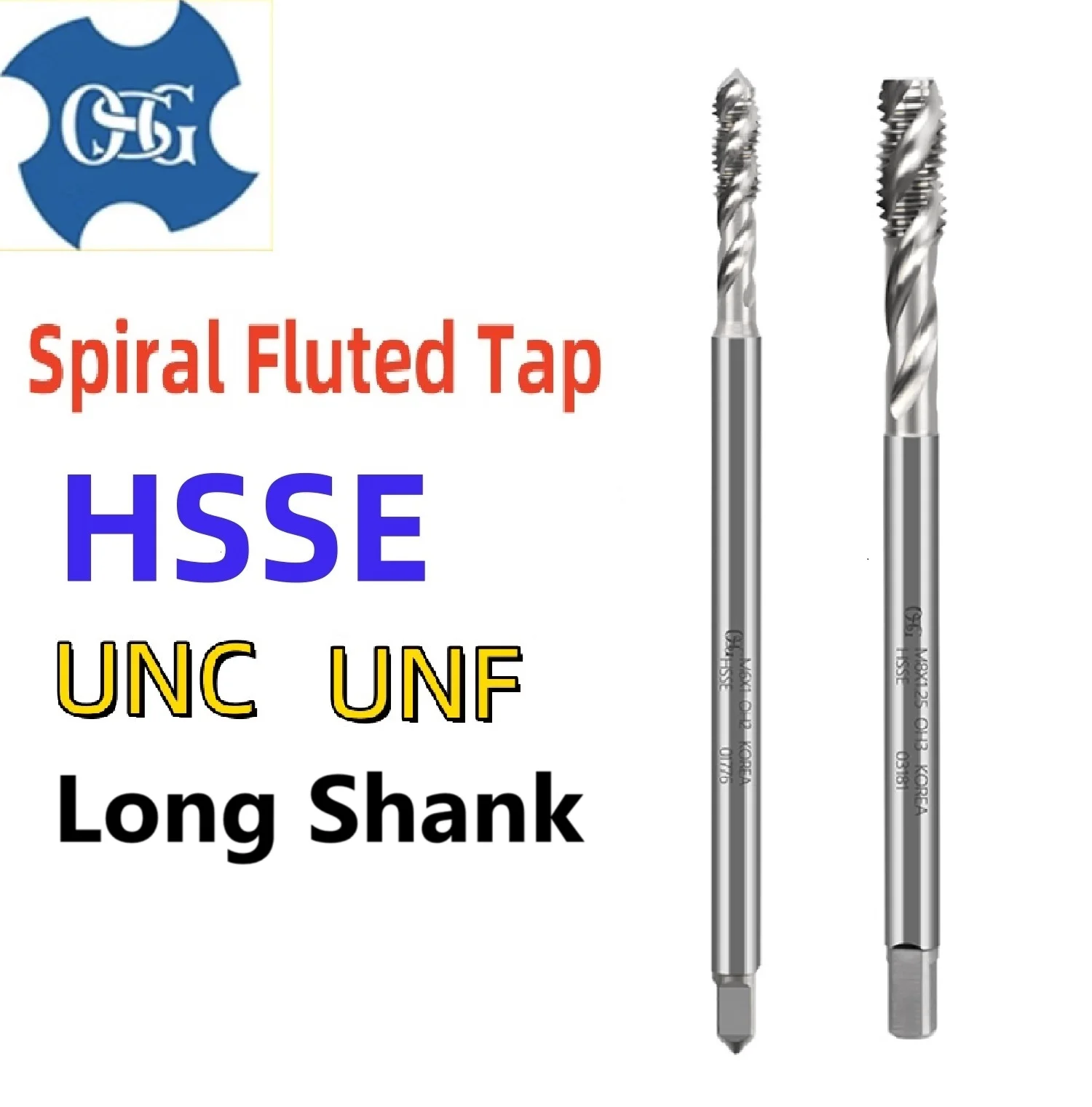1PCS-HSSE-Long-Shank-100MM-American-Spiral-Fluted-Tap-UNC-UNF-UNS-0-80 ...