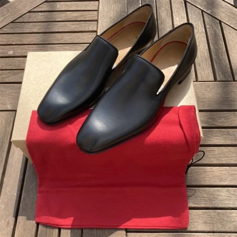 Mocassins-ronds-semelle-rouge-pour-hommes-chaussures-de-mariage-enfiler ...