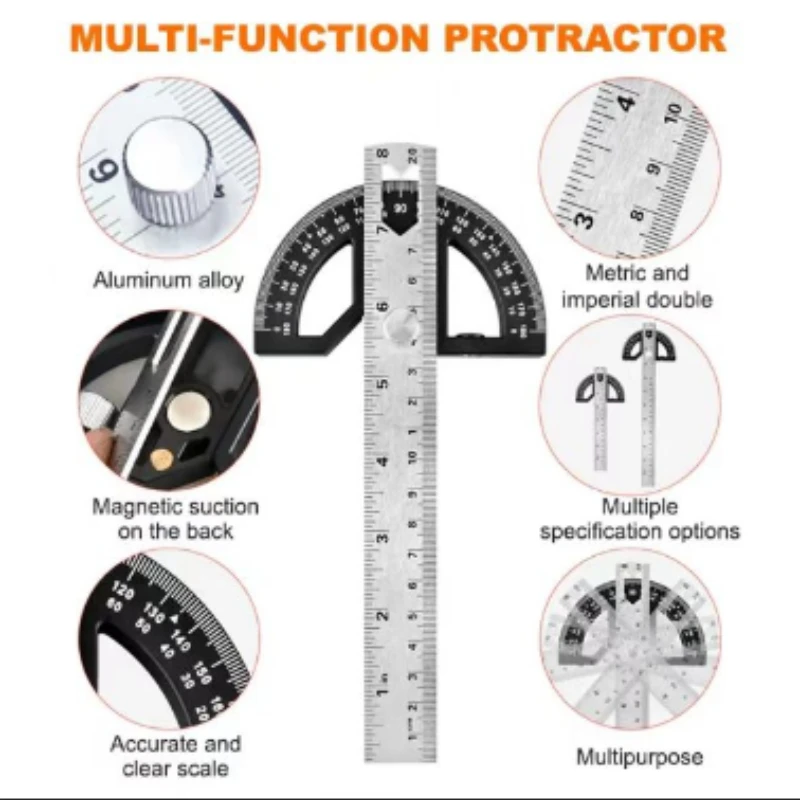 8-10-Inch-ABS-Protractor-Woodworking-Angle-Ruler-Edge-Measurement ...