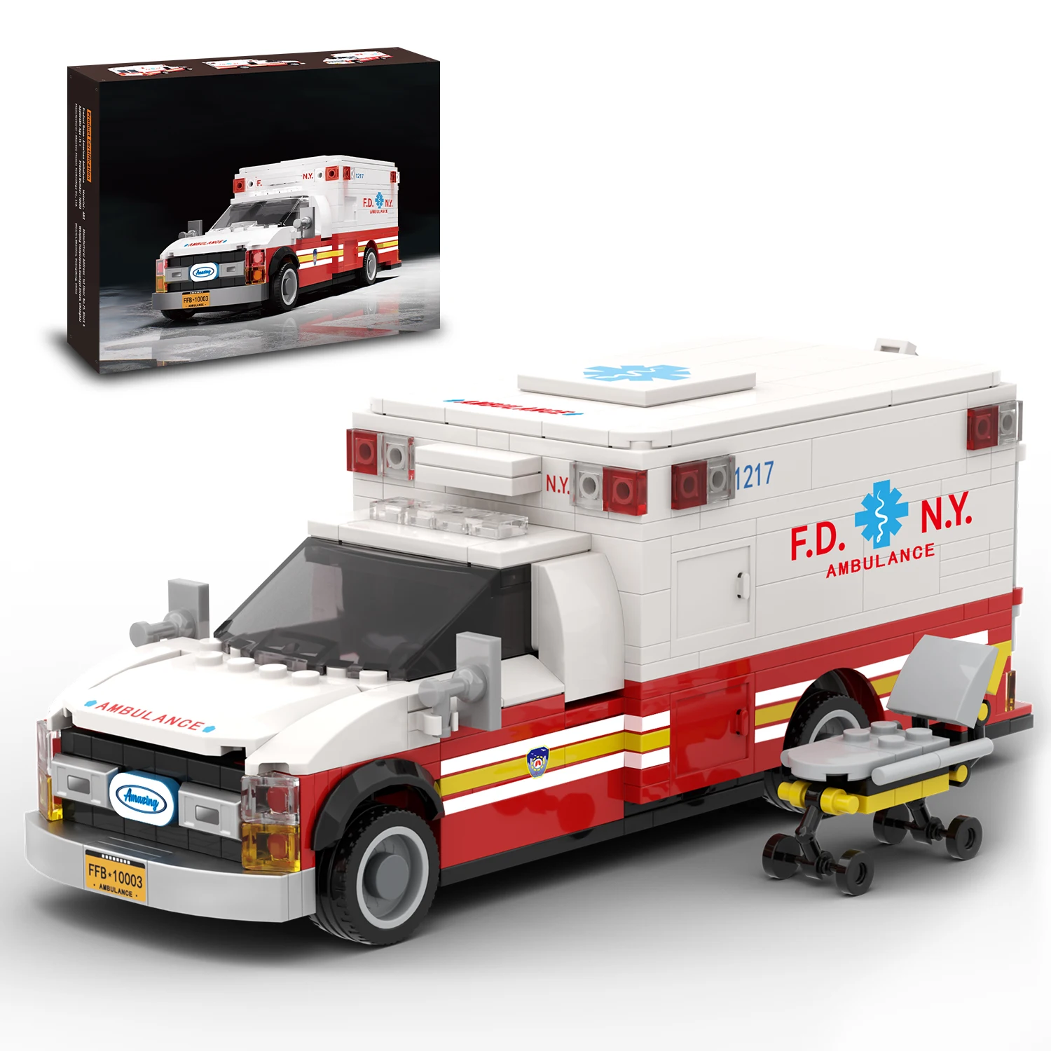 660PCS American Ambulance Building Blocks With Stretcher City Emergency ...