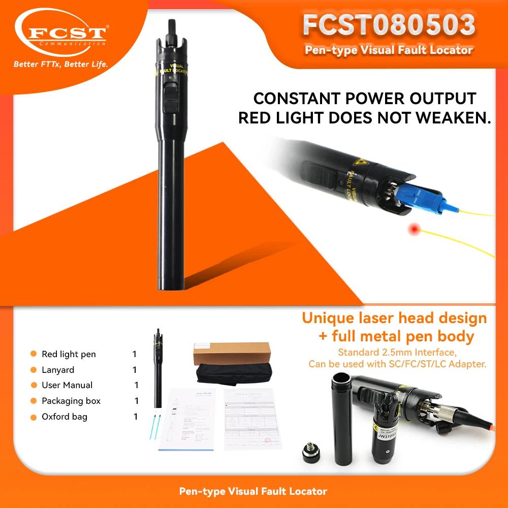 FCST-Fiber-Optic-Test-Pen-10mW-High-Precision-Visual-Fault-Locator-SC ...