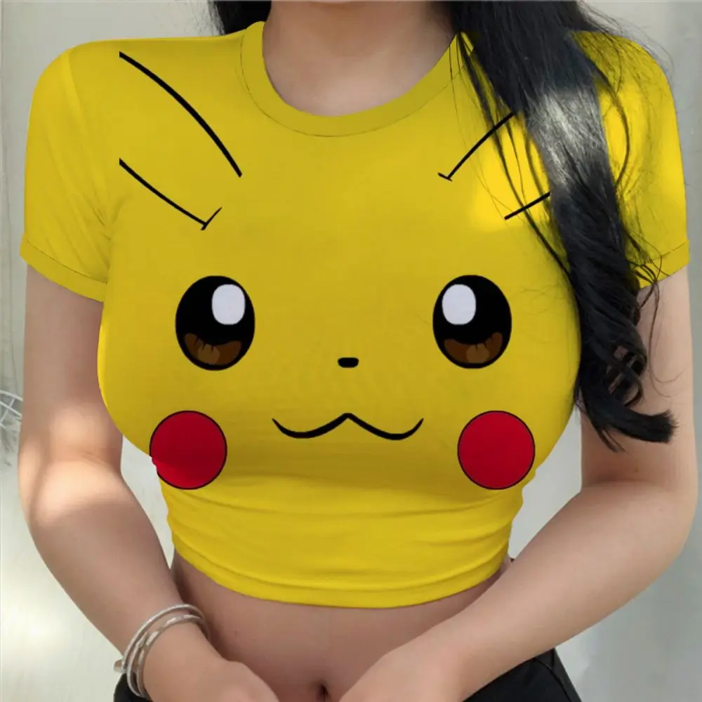 Fashion-Kawaii-Clothes-Crop-Top-Tops-New-Pikachu-Women-s-T-shirts ...