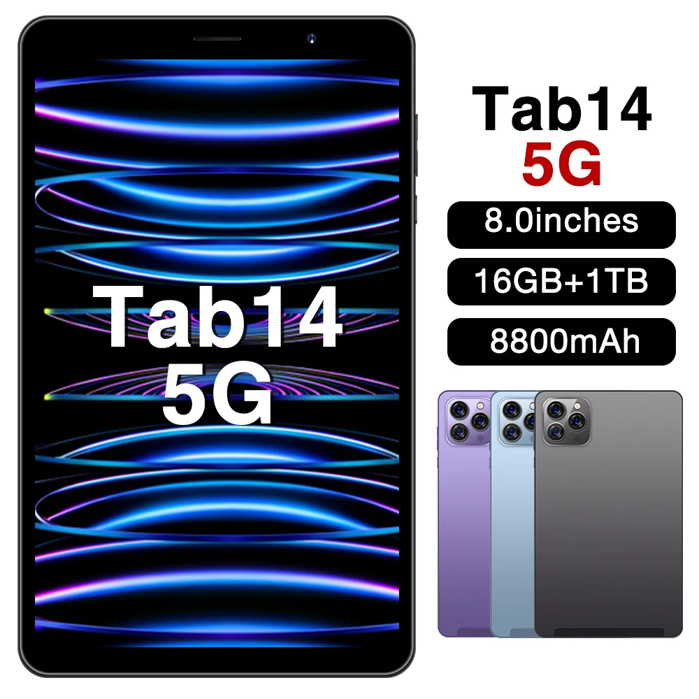 Tab 14 Tablet PC 8 Inch HD Display Screen 1440*3200 Android 12 RAM:8/12 ...