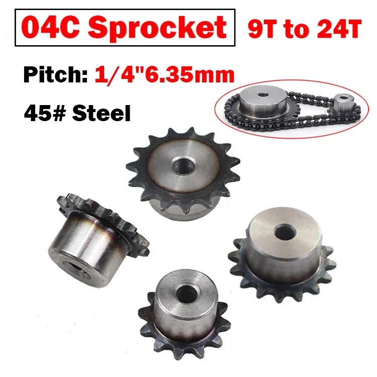 1PCS #25 Chain Drive Sprocket 9 Tooth to 24 Tooth Pitch 1/4" 6.35mm 04C ...