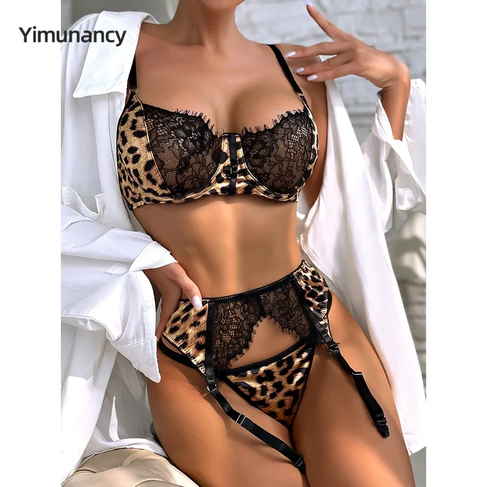 Yimunancy-conjunto-de-lencer-a-de-retazos-de-encaje-con-estampado-de-leopardo-para-mujer ...