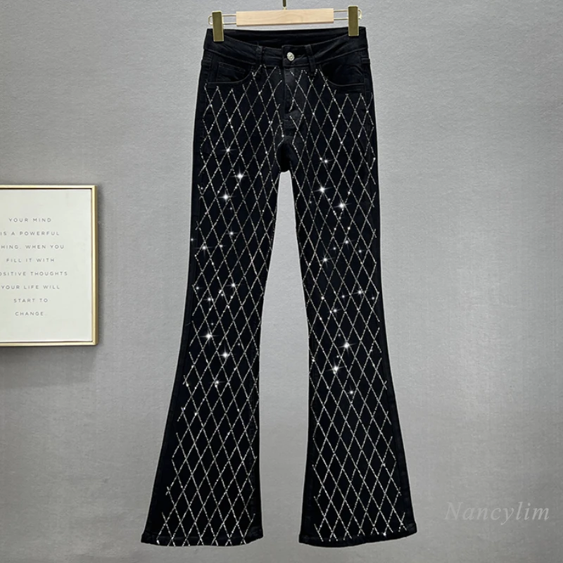 Heavy-Industry-Full-Diamond-Denim-Boot-Cut-Pants-Women-s-2024-New ...