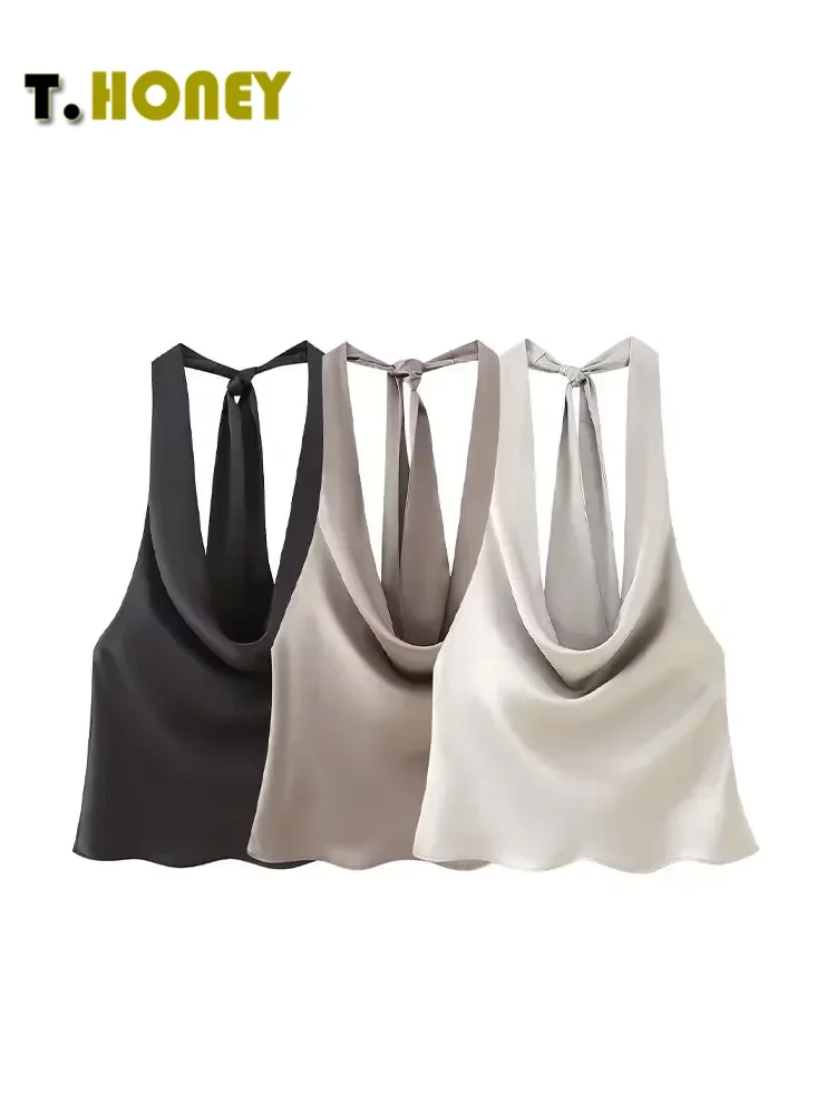 TELLHONEY-Women-Fashion-Halter-Collar-Side-Zipper-Tops-Female-Casual ...