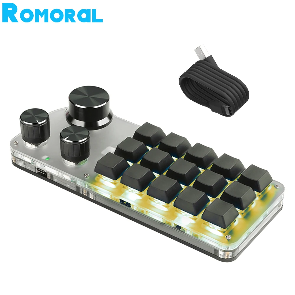 Mini-Knob-Keyboard-Custom-Programmable-Bluetooth-RGB-15-12-6-Key-Keypad-Hotswap-Macropad-for ...