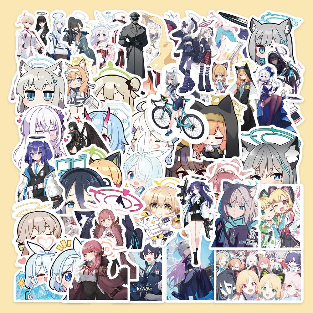 50pcs-Two-dimensional-Animation-Blue-Archive-Series-Graffiti-Stickers ...