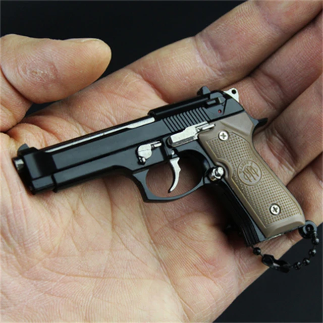 Children Toys Metal Pistol Gun Miniature Model 1:3 Beretta 92F Keychain ...