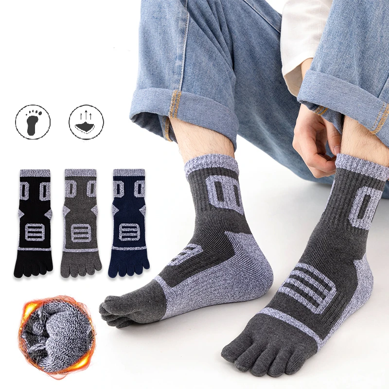 5-Pairs-lot-Man-Sport-Toe-Socks-Thick-Compression-Mesh-Endurable ...