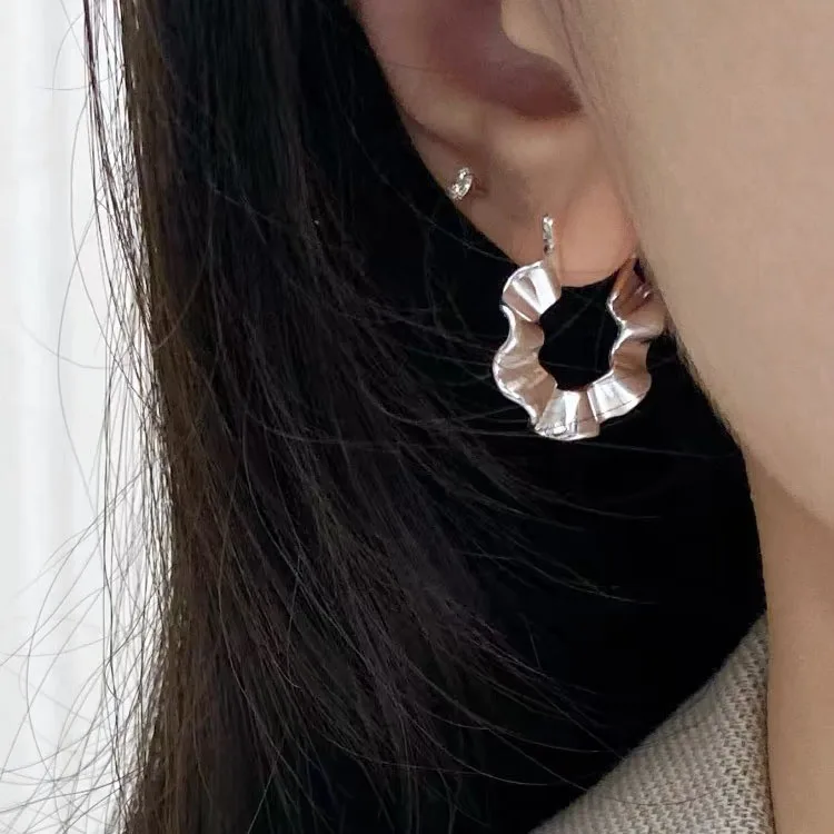 BF CLUB 925 Sterling Silver Earrings For Women Trendy Wave Earring ...
