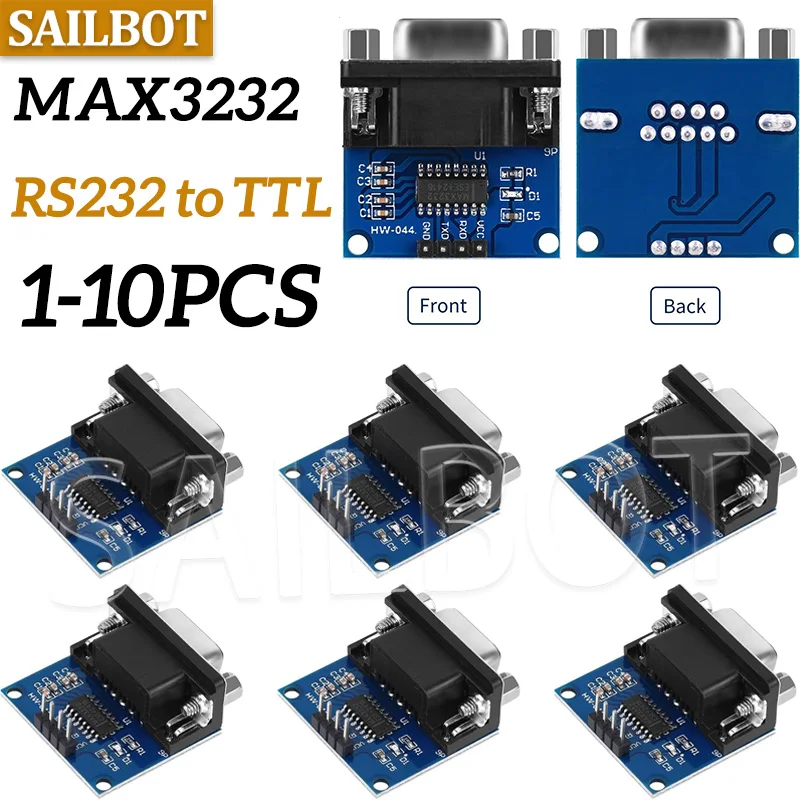 1/5/10PCS MAX3232 RS232 to TTL Serial Port Converter Module Female DB9 ...