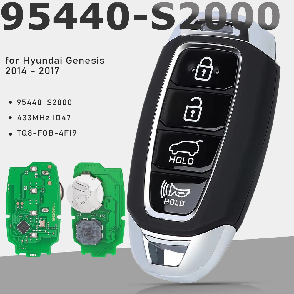 KEYECU 95440-S2000 433MHz Smart Remtoe Key 4 Button Fob for Hyundai ...