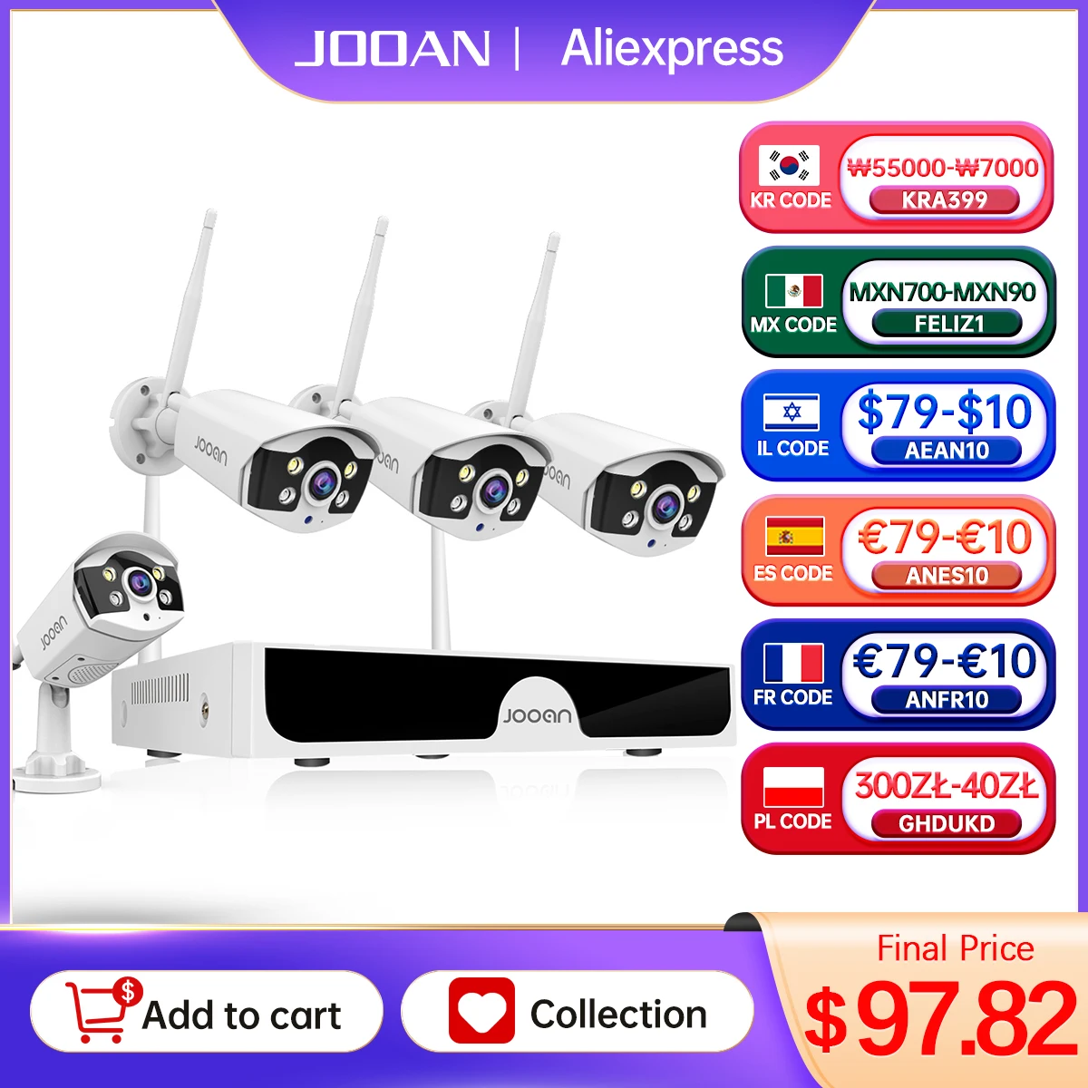 Jooan 3MP 5MP WiFi System CCTV 10-kanałowy NVR System kamer ...