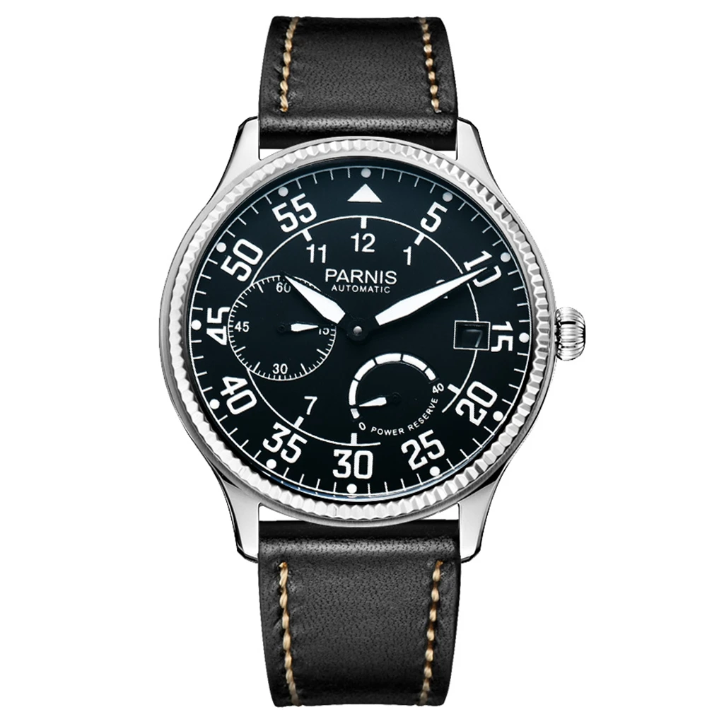 New Parnis 45mm Dial Automatic Mechanical Men's Watch Leather Strap ...