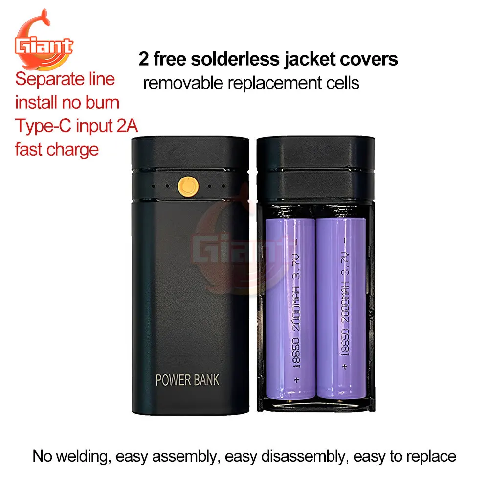 2X-18650-Battery-Charger-Case-USB-Power-Bank-Case-Kit-DIY-Fast-Charging ...