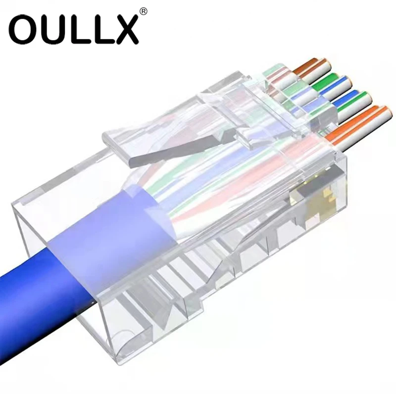 OULLX 50U RJ45 Connector Cat6 UTP Piercing Double Row Holes Gold Plated ...