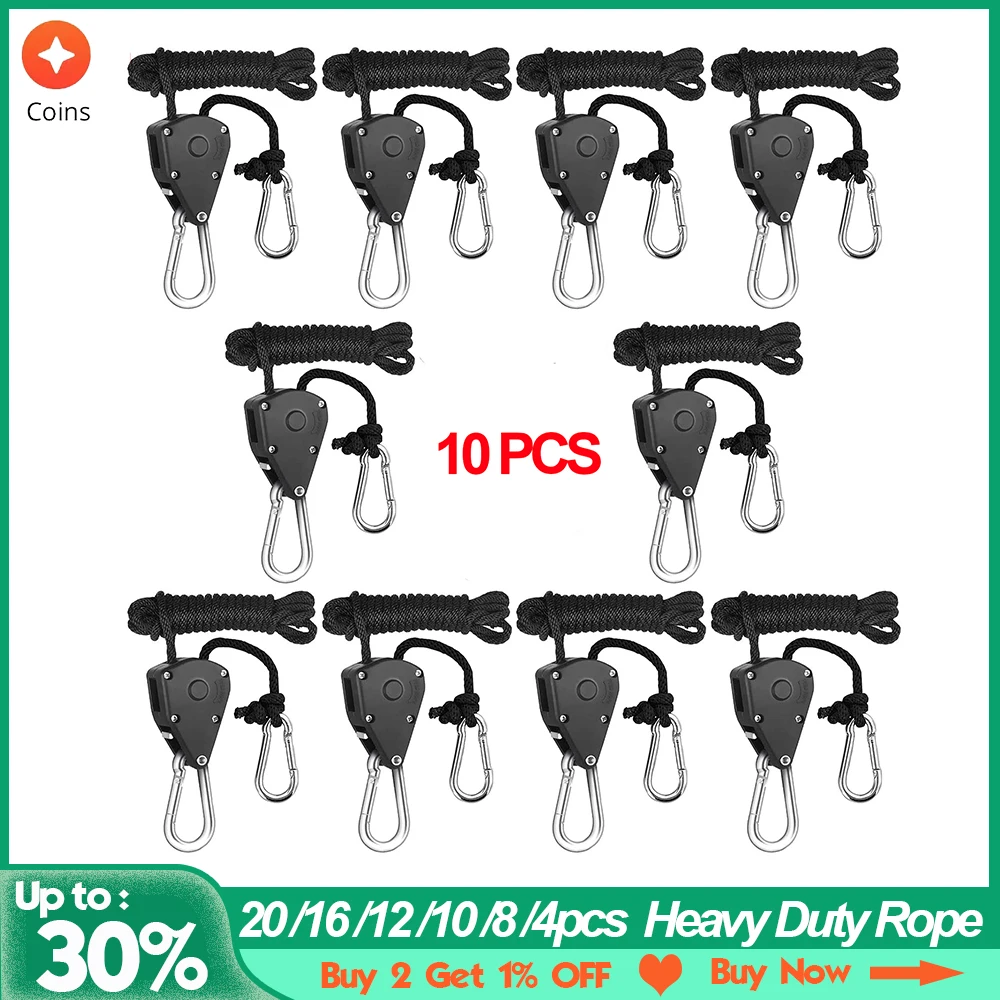 10-8-4pcs-Pulley-Ratchets-Heavy-Duty-Rope-Clip-Hanger-Adjustable ...