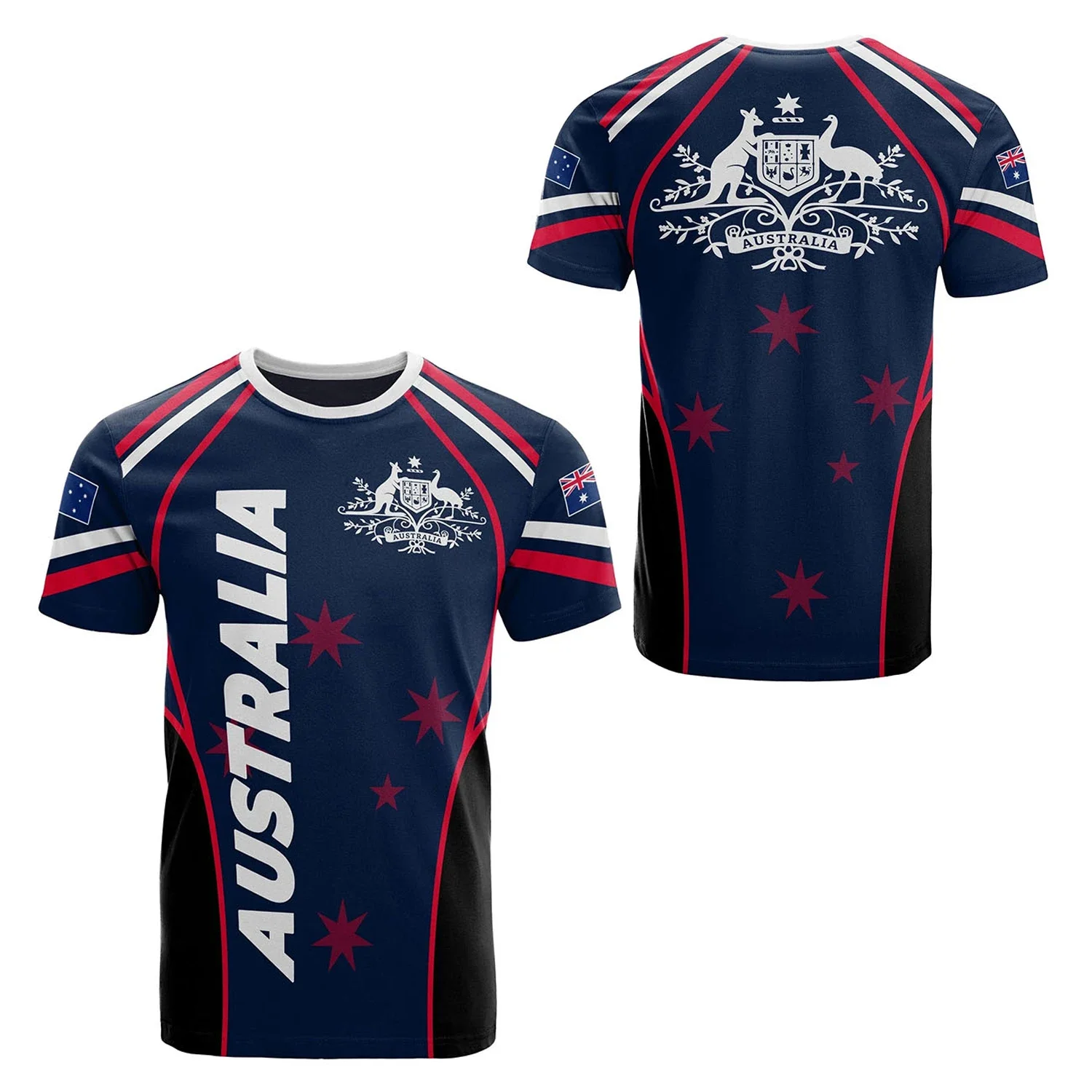 Australia T-Shirts Australian Flag Emblem 3D Printed Streetwear Men ...