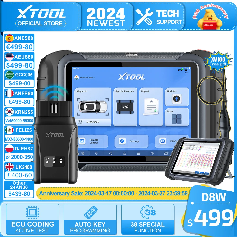 XTOOL D8 D8W Wireless WIFI Car Diagnostics Tools ECU Coding Bi ...