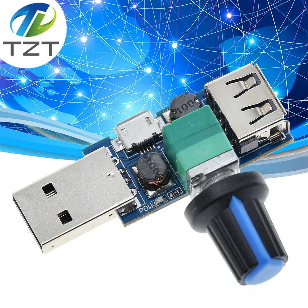 5V to 12V USB Fan Stepless Speed Controller Fan Governor Adjustable ...
