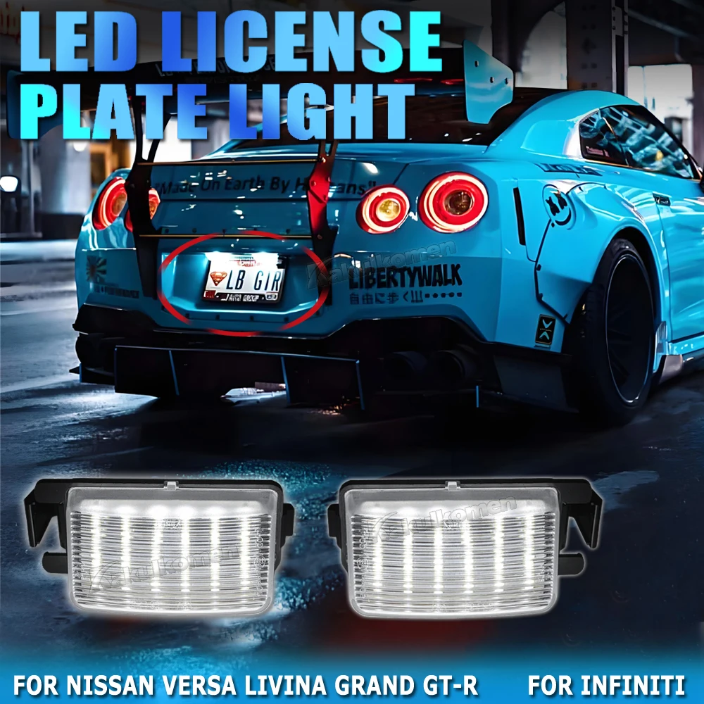 2pcs LED License Number Plate Lights Lamp for Nissan Versa 4D 5D Livina ...