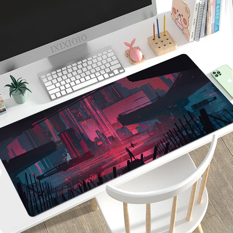 Japanese City Neon Mouse Pad Gamer XL Custom HD Computer Mousepad XXL ...