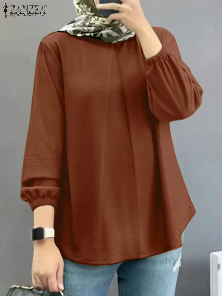 Women-Long-Sleeve-Muslim-Tops-ZANZEA-2024-Muslim-Blouse-Elegant-O-Neck ...