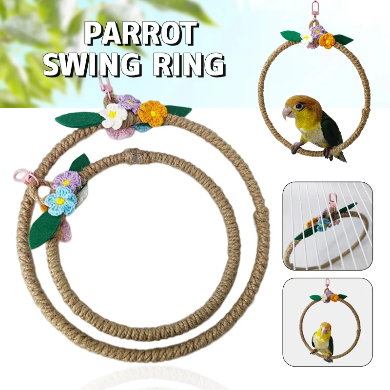 Bird-Swing-Cotton-Rope-Ring-Cockatiel-Parrot-Perches-for-Cage-Hanging ...
