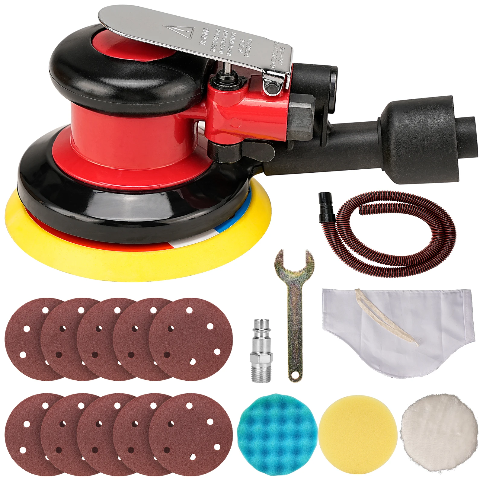 5-inch Pneumatic Sander Vacuum Grinder Circular Sandpaper Orbital ...